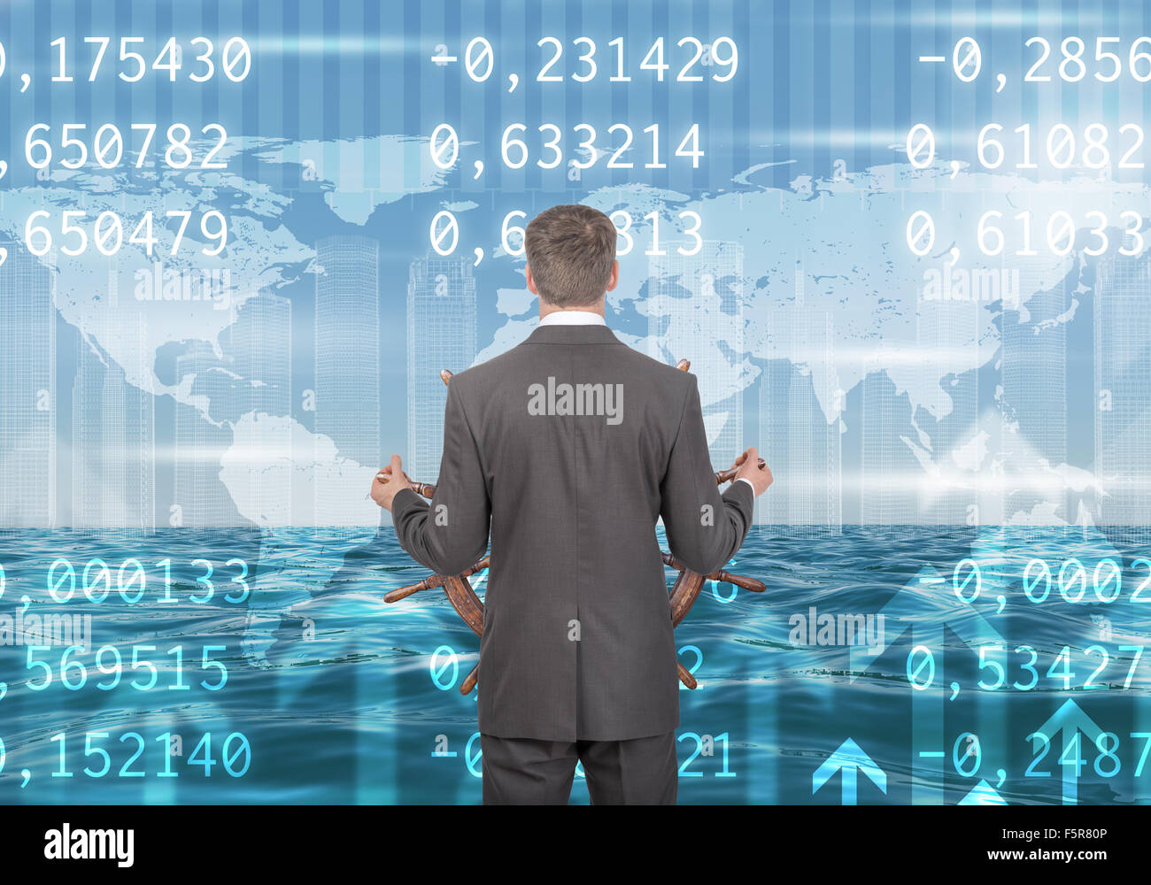 Man holding steering wheel, rear view Stock Photo - Alamy