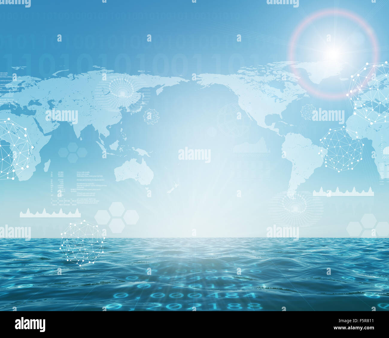 Abstract background with sea and earth map Stock Photo - Alamy