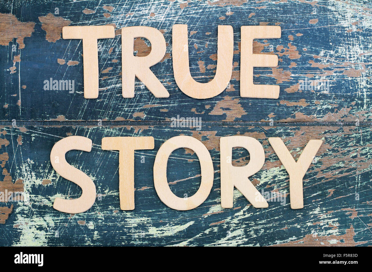 True story written with wooden letters on rustic surface Stock Photo ...