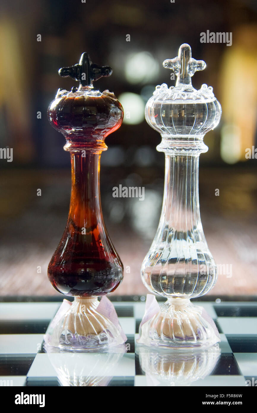 Alcohol battle. Two queens. Cognac vs Vodka Stock Photo - Alamy
