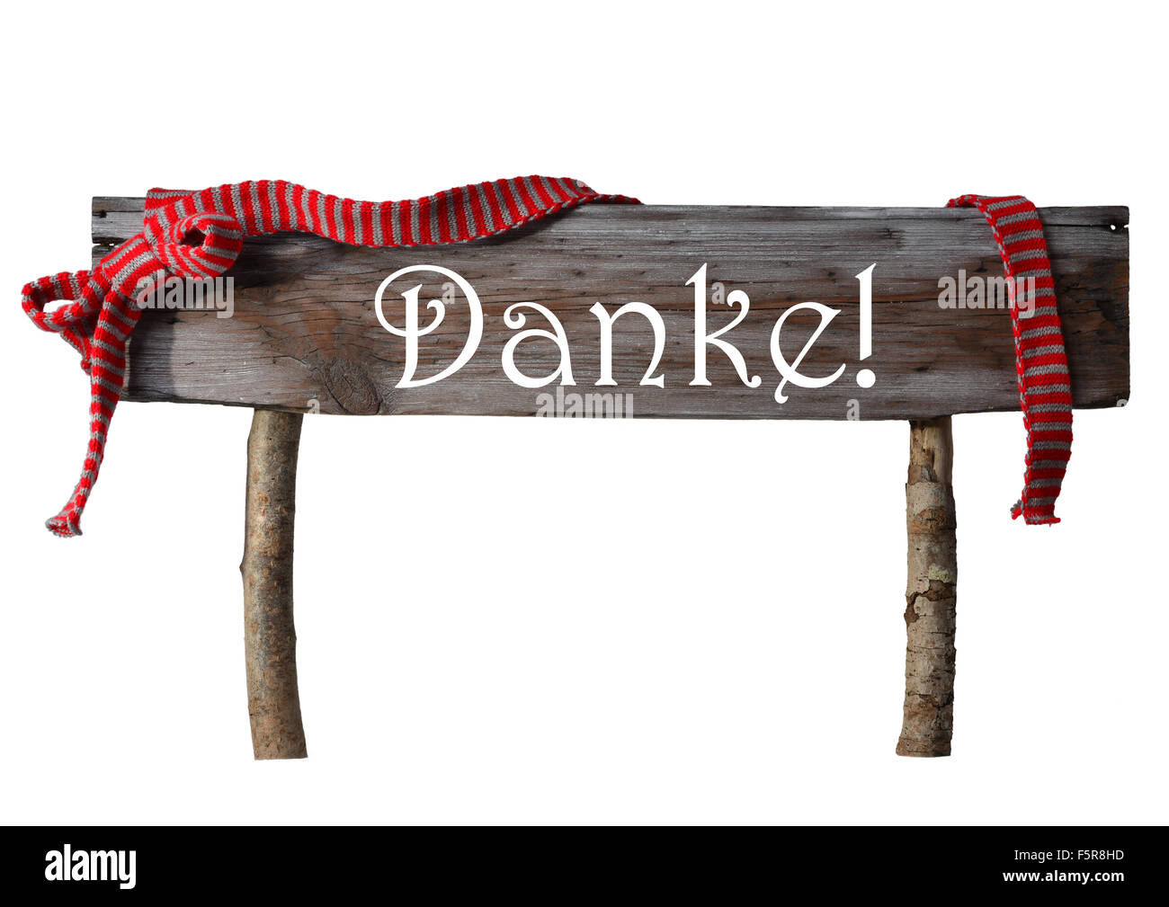 Brown Isolated Christmas Sign Danke Mean Thank You, Red Ribbon Stock ...
