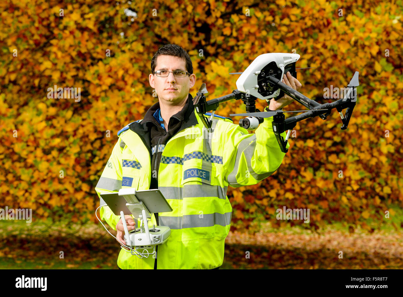 PCSO Andy Steventon who is a trained SUA pilot for the police. Police demonstration of the use of Drones within the police fo Stock Photo Alamy