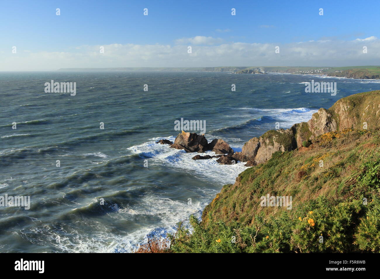 Bigbury devon cliff cliffs wave waves hi-res stock photography and ...