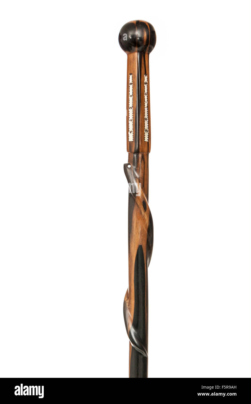 Top half of a 32-inch carved ebony walking stick from the Solomon Stock ...