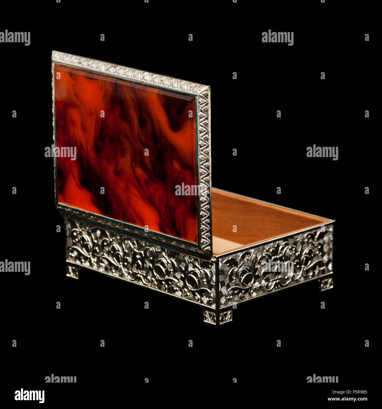 Vintage silver plated Scottish "Highlands" cigarette box Stock Photo ...