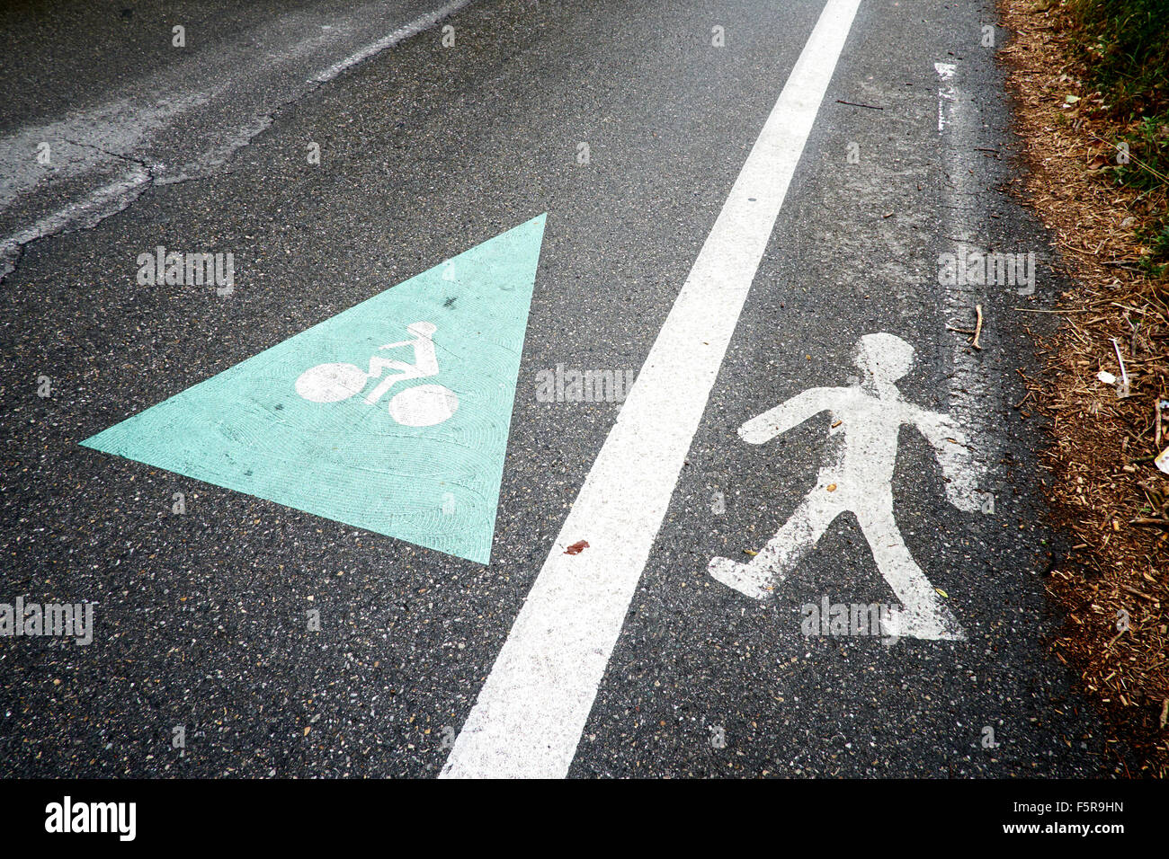 Roadsigns for cycle track and track for pedestrian near Avignon, France ...