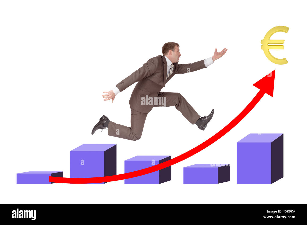 Man running on graph with euro sign Stock Photo - Alamy