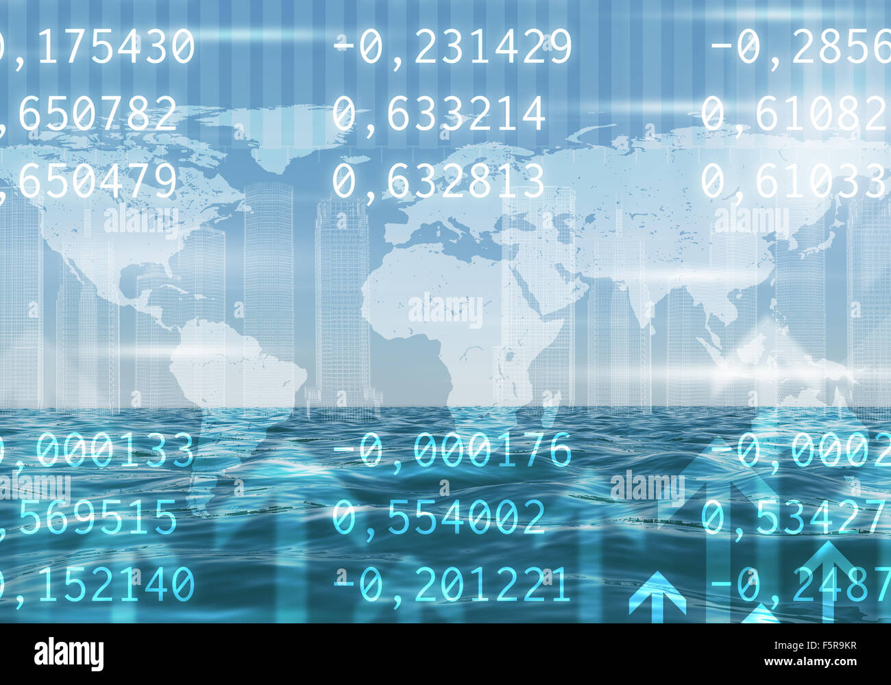 Abstract background with sea and world map Stock Photo - Alamy