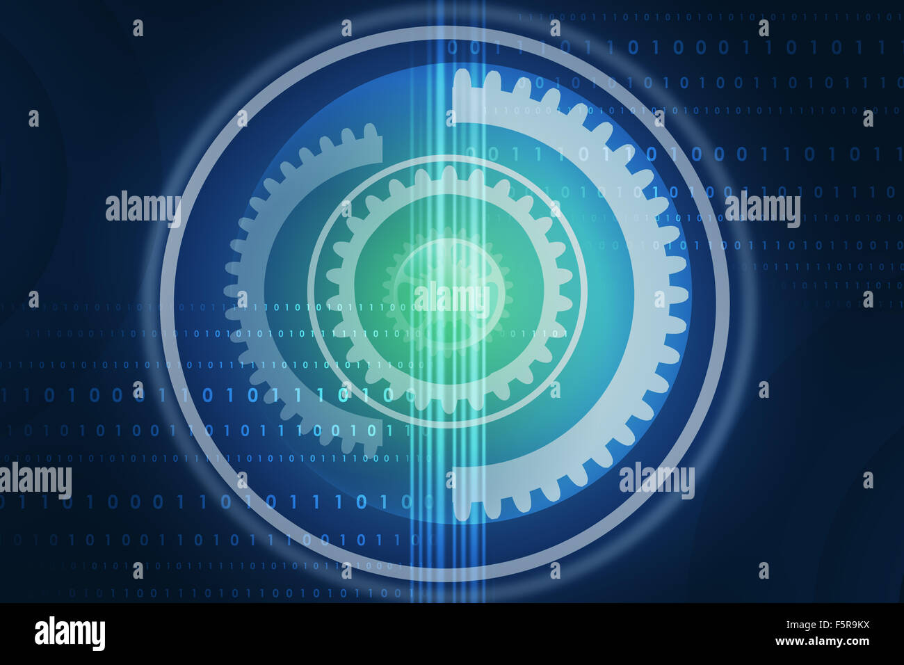 Abstract blue background with gears Stock Photo - Alamy