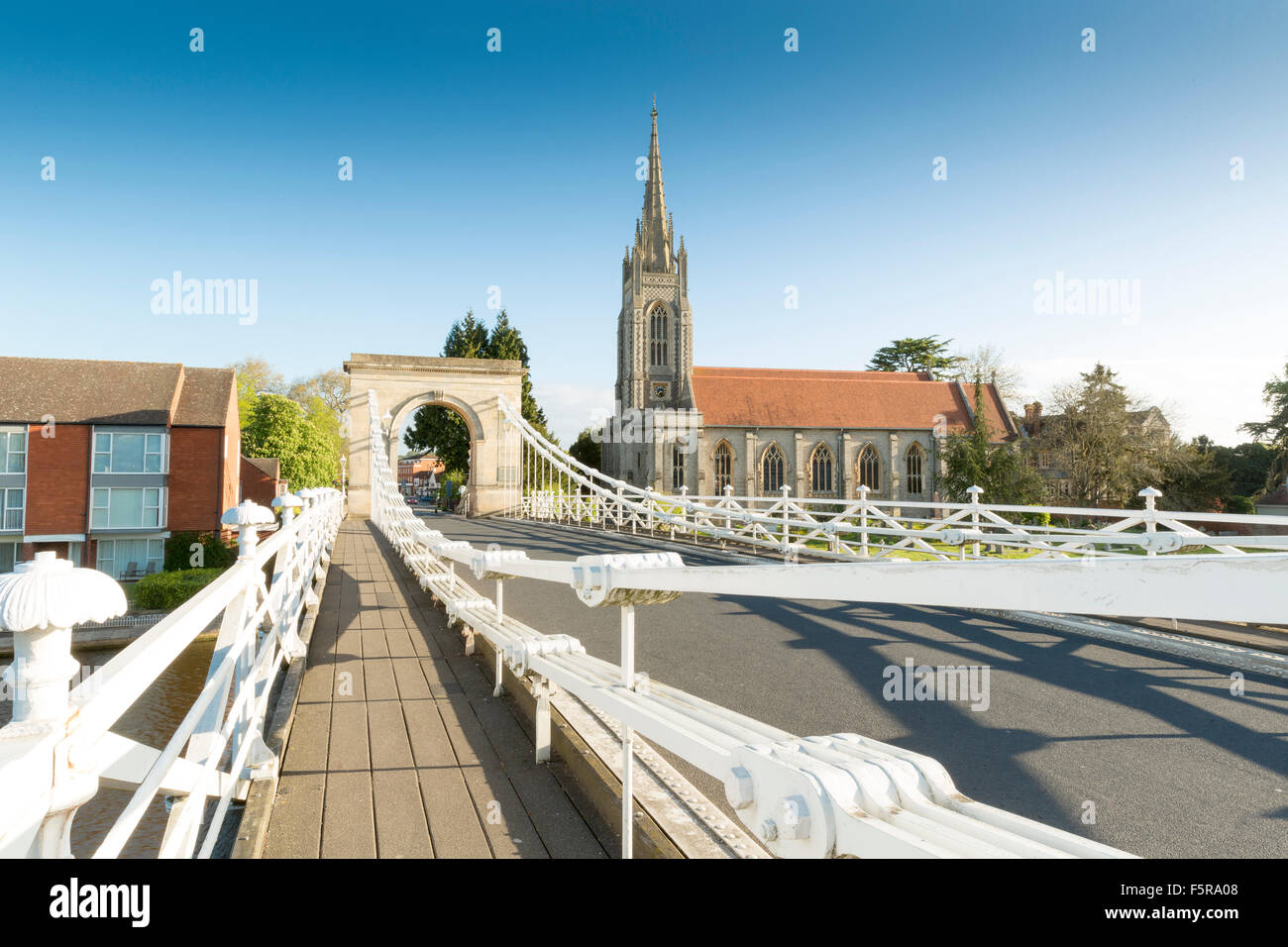 Marlow Suspension Bridge and All Saints Church, Marlow, Buckinghamshire ...