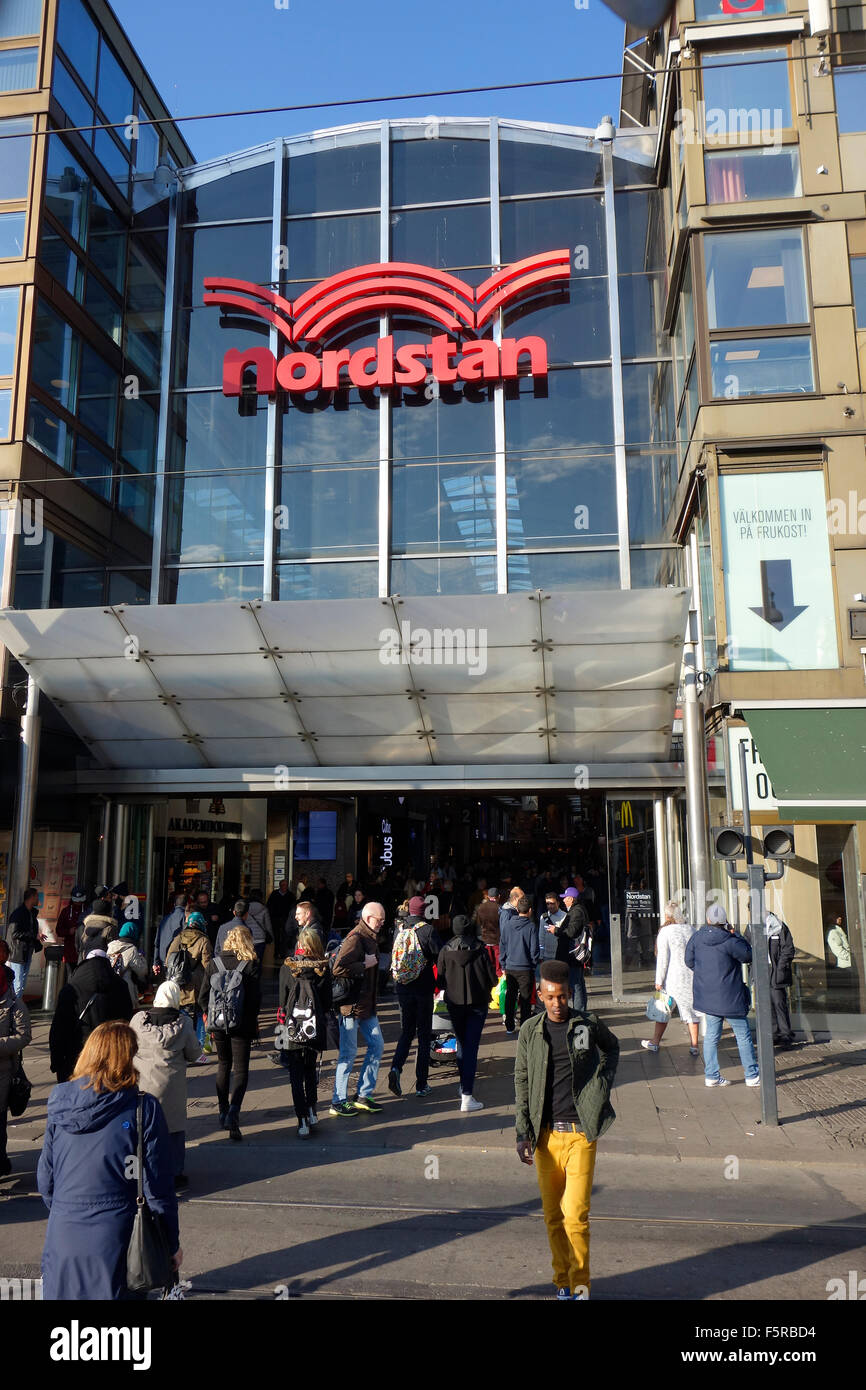 People crowds in front of main Entrance to Nordstan, the largest ...