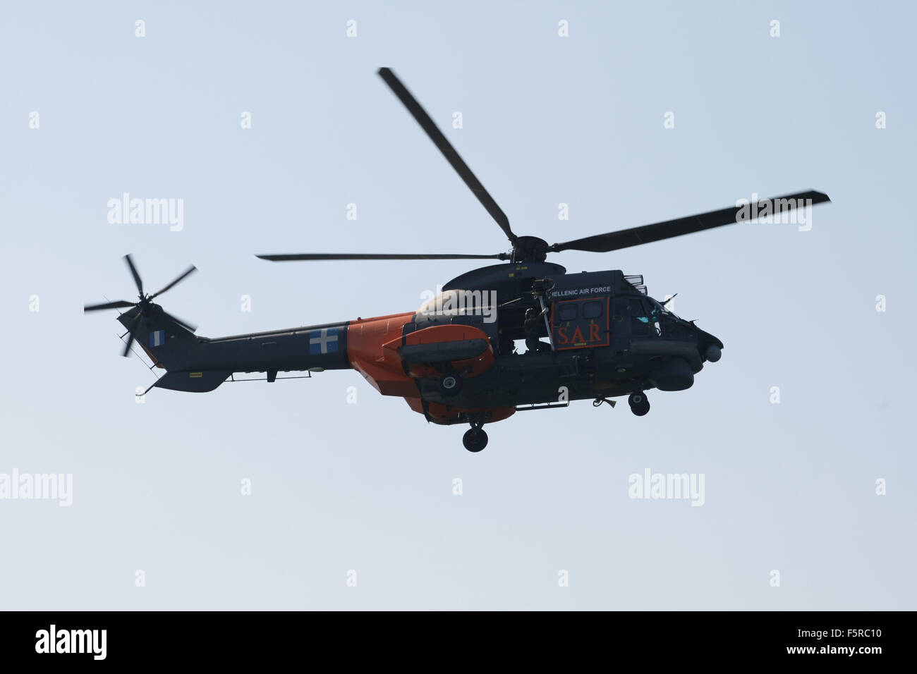 Pireus, Greece. 07th Nov, 2015. A HAF AS332 Super Puma SAR helicopter ...