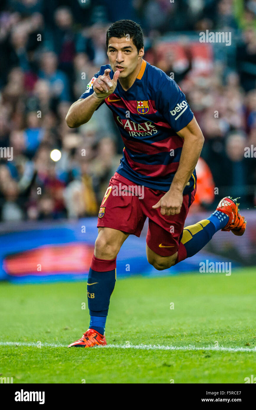 November 08th, 2015. Barcelona, Spain: FC Barcelona's forward SUAREZ ...