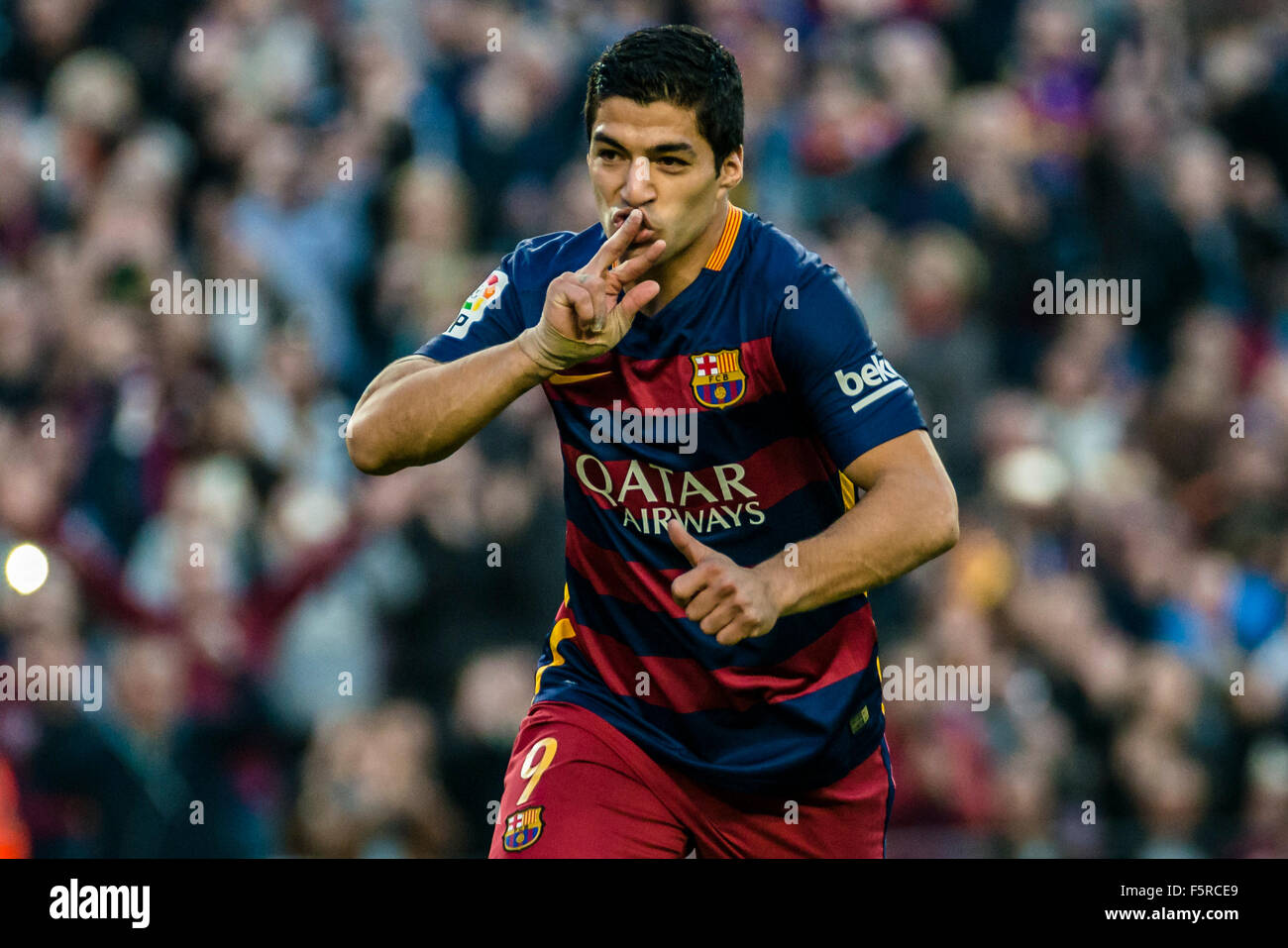 November 08th, 2015. Barcelona, Spain: FC Barcelona's forward SUAREZ ...