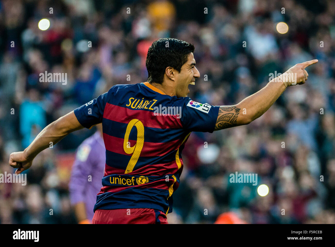 November 08th, 2015. Barcelona, Spain: FC Barcelona's forward SUAREZ ...