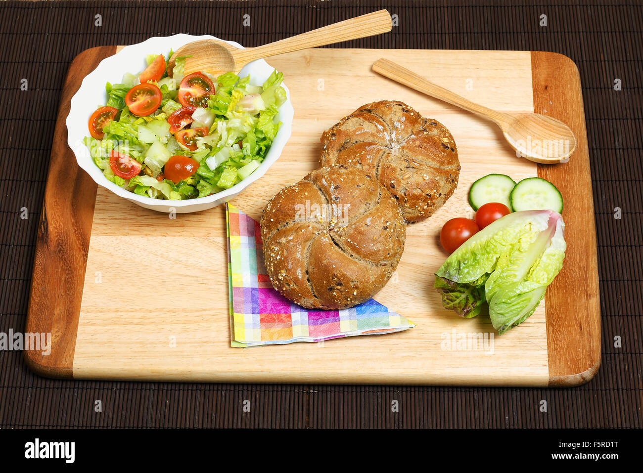 Healthy, light dinner served on natural materials Stock Photo - Alamy