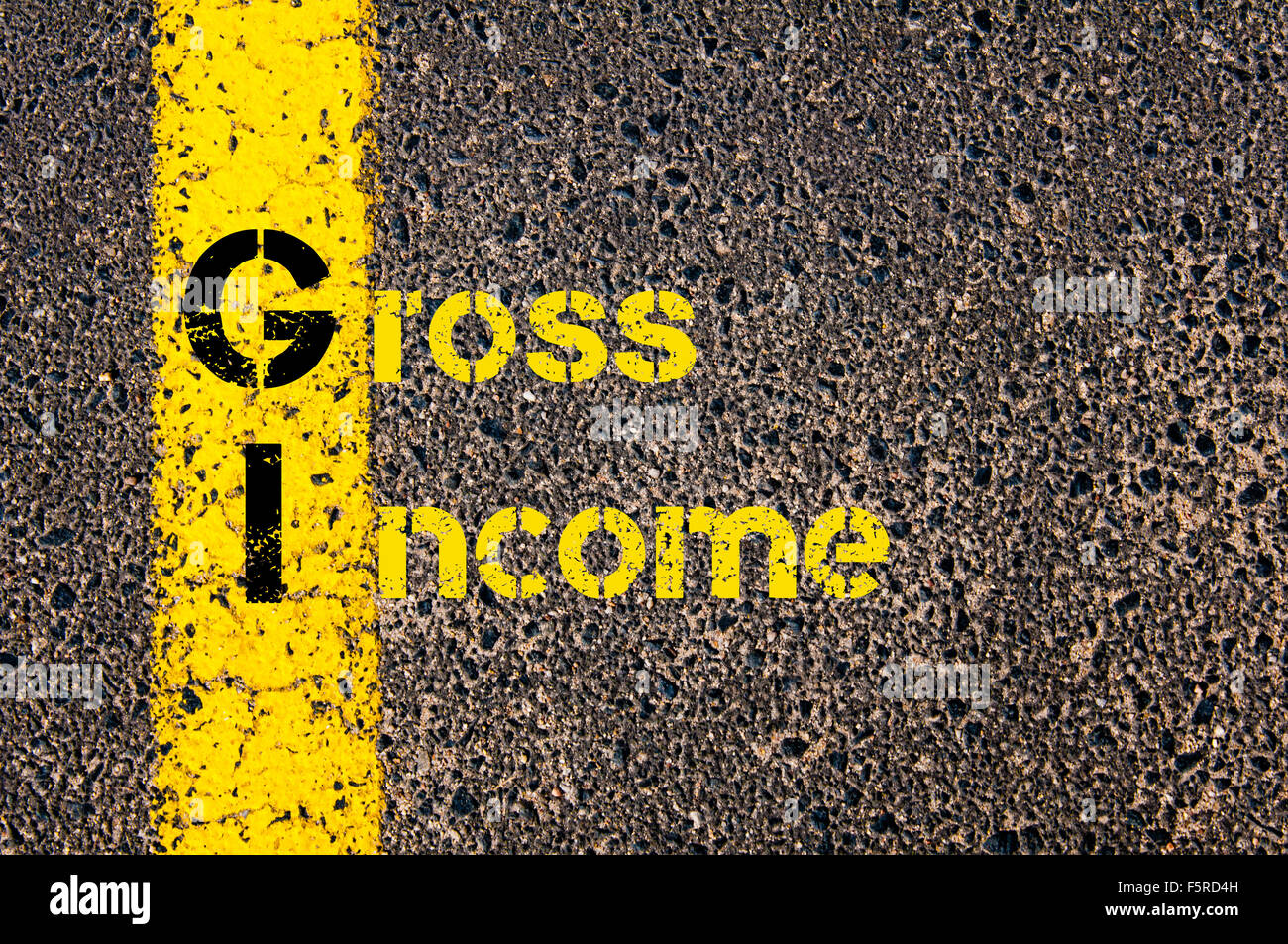 Concept image of Business Acronym GI as Gross Income written over road ...