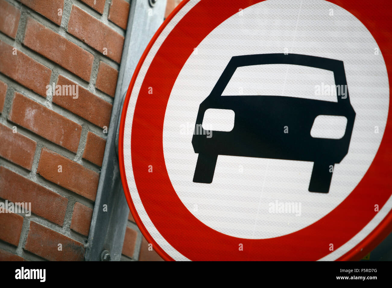 Color image of a forbidden access car sign Stock Photo - Alamy