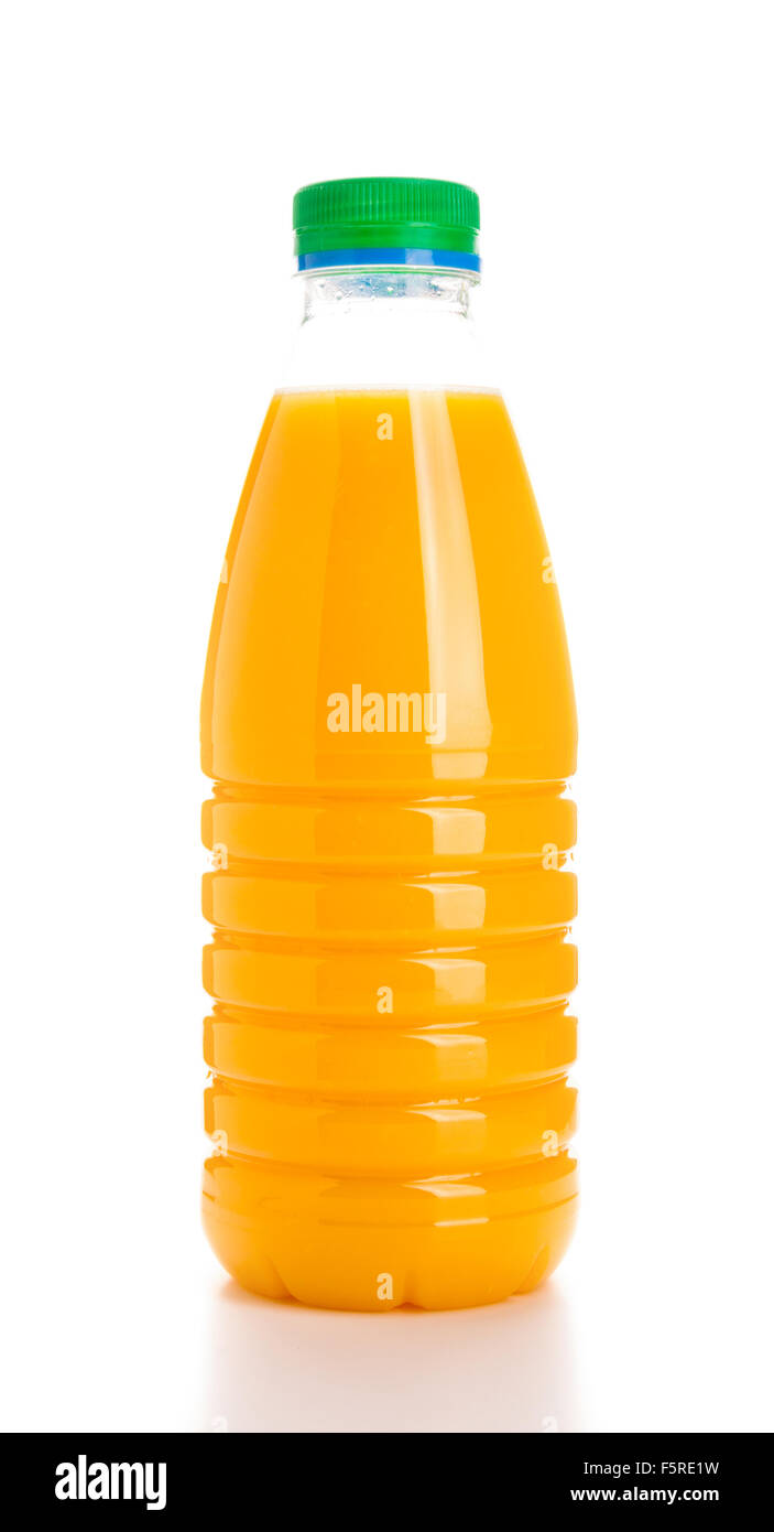 Glass bottle of fruit juice. Isolated over white background Stock Photo ...