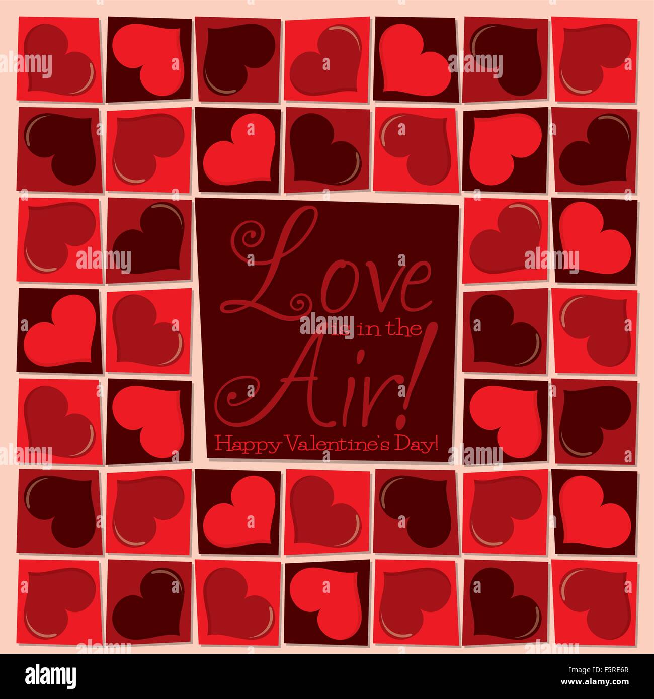 Funky mosaic love heart Valentine's Day card in vector format Stock ...