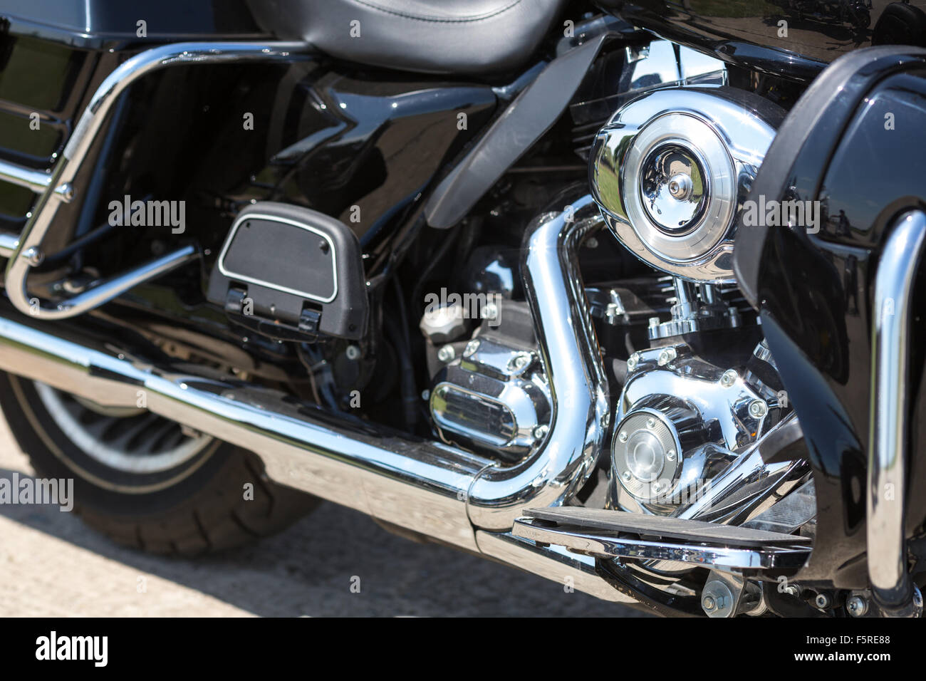 Closeup of chromed motorcycle engine Stock Photo - Alamy