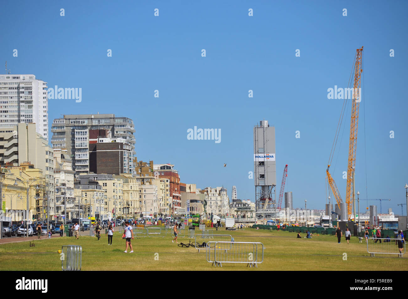 The Brighton seafront with the i360 observation tower construction site ...