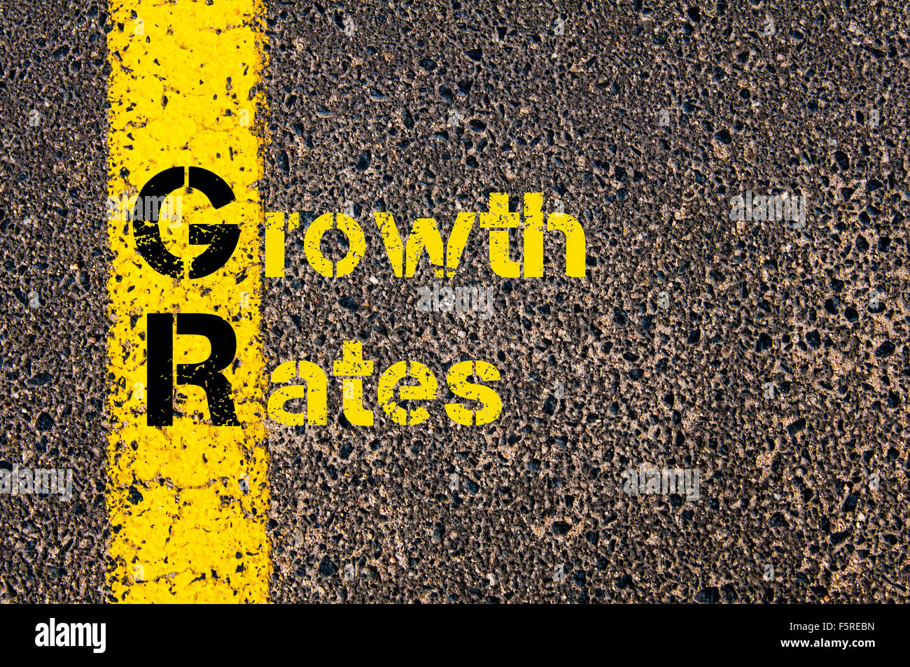 Concept image of Business Acronym GR as Growth Rates written over road ...
