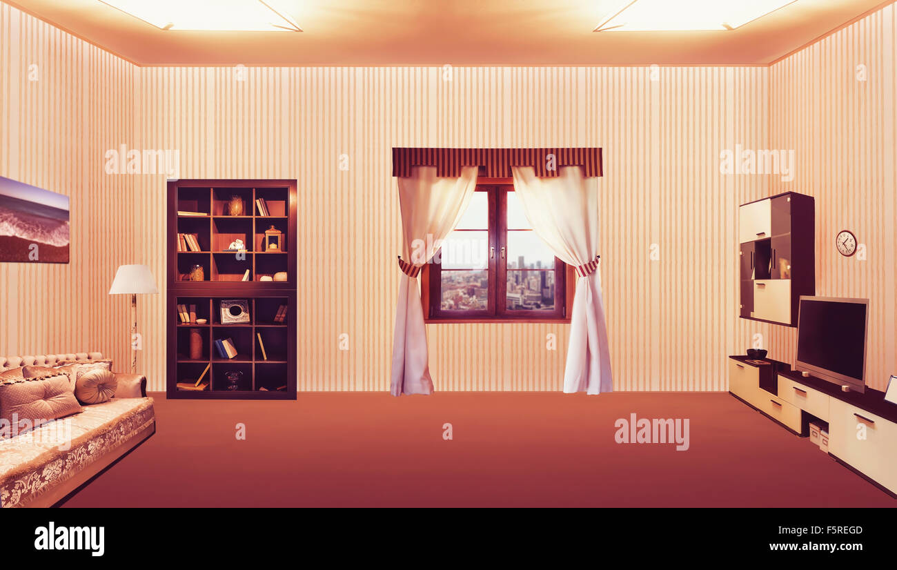 Interior of big luxurious well furnished room Stock Photo - Alamy