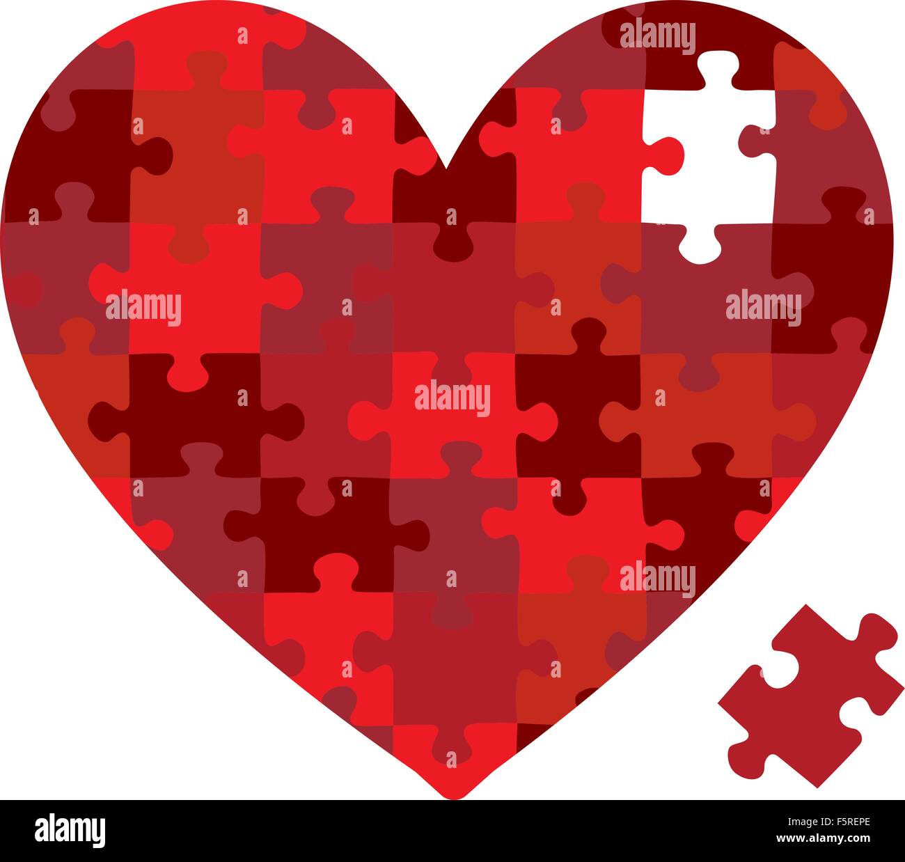 Puzzle piece red shape heart Stock Vector Images - Alamy