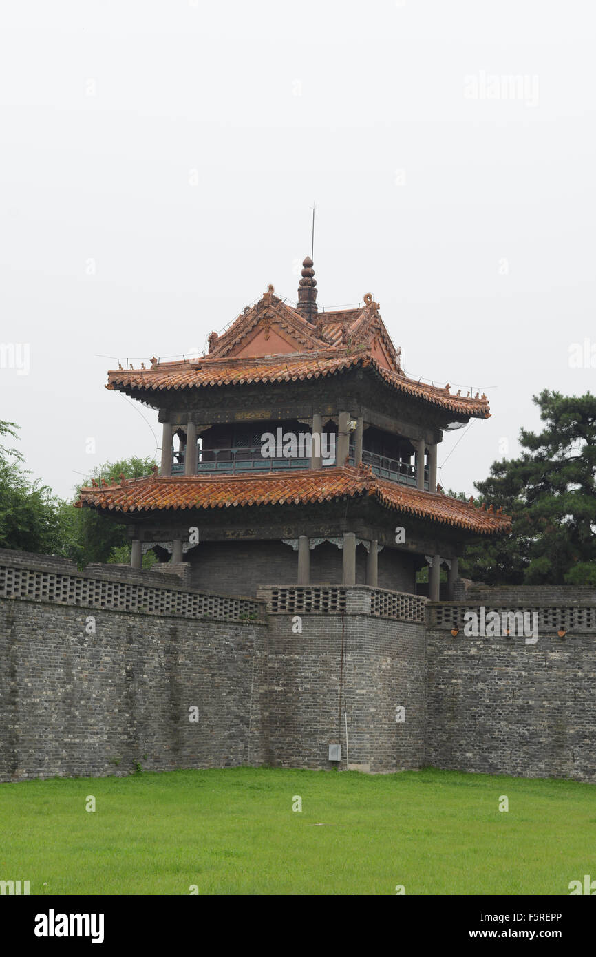 Chinese ancient building in yellow roof grey bricks wall Stock Photo ...
