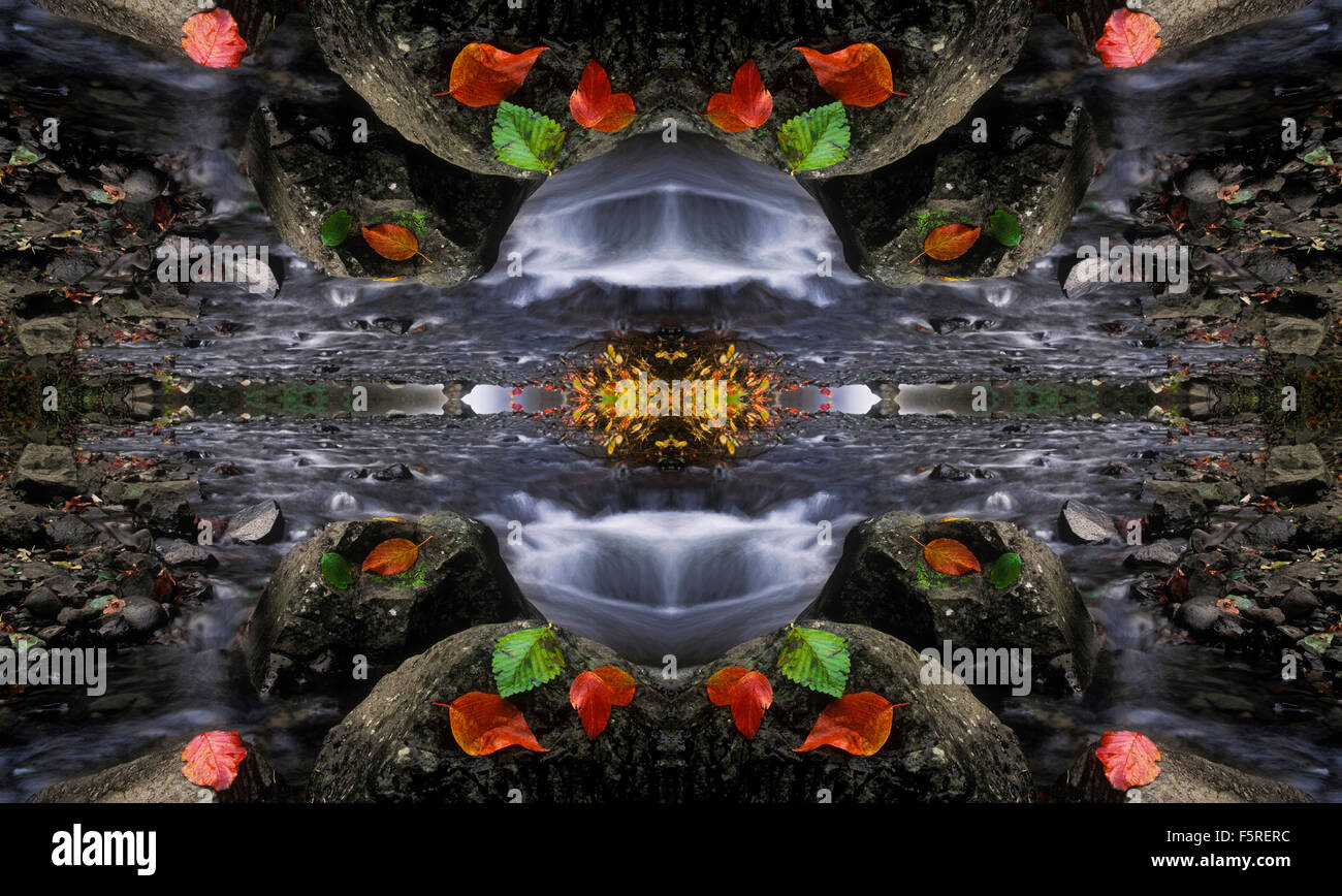 Collage of a Stream in Autumn Stock Photo - Alamy