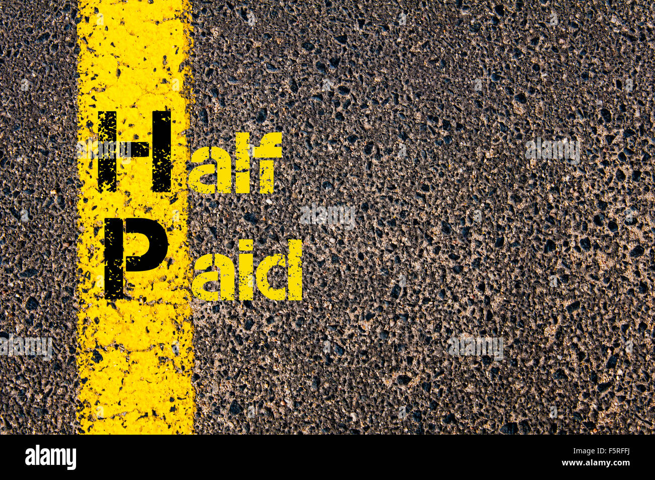 Concept image of Business Acronym HP as Half Paid written over road ...
