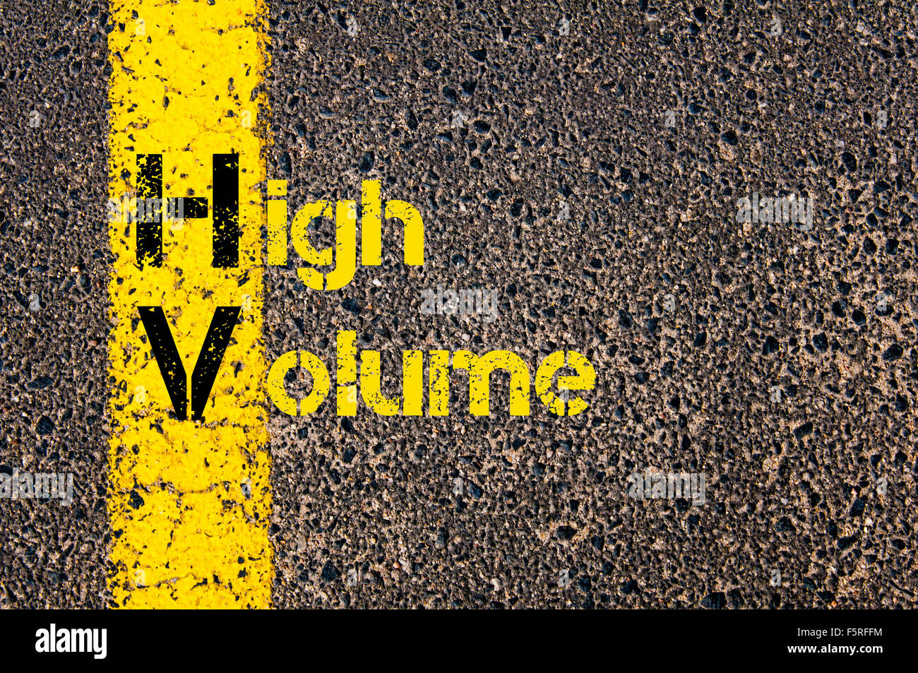 Concept image of Business Acronym HV as High Volume written over road ...