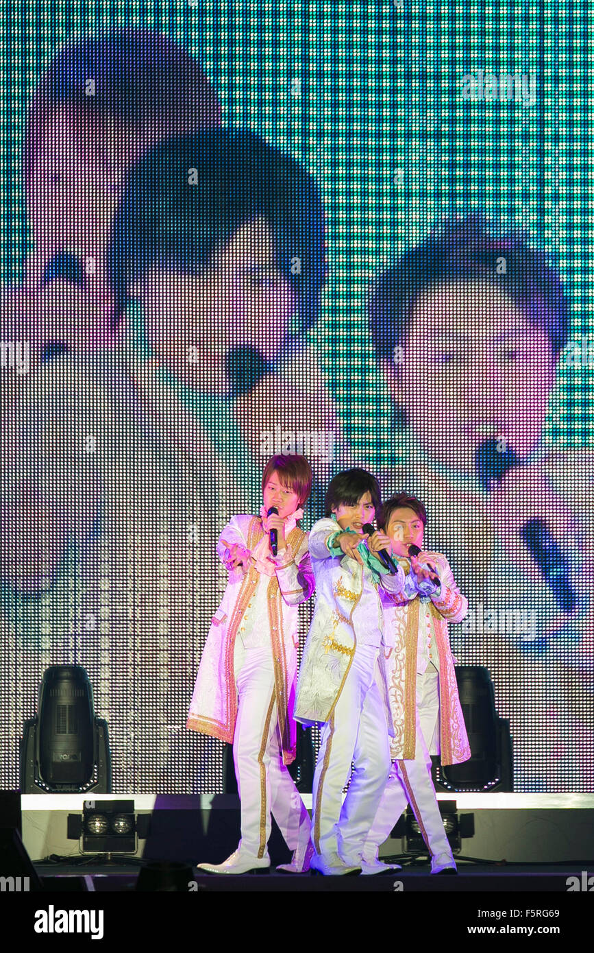 Members of the traditional Japanese song ''enka'' trio Hayabusa perform ...