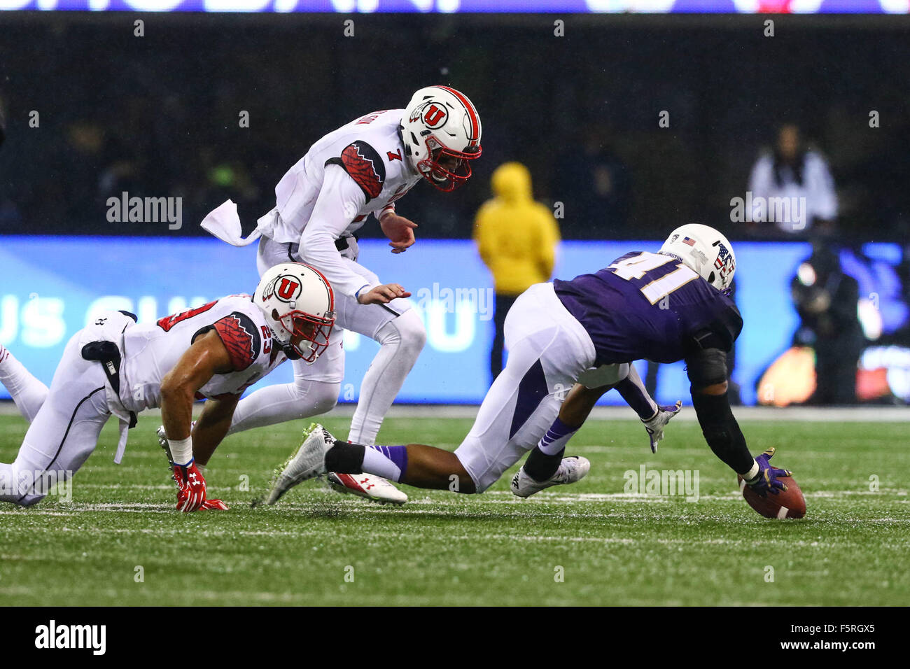 November 7th 2015: Utah's Travis Wilson (7) and Devontae Booker (23 ...