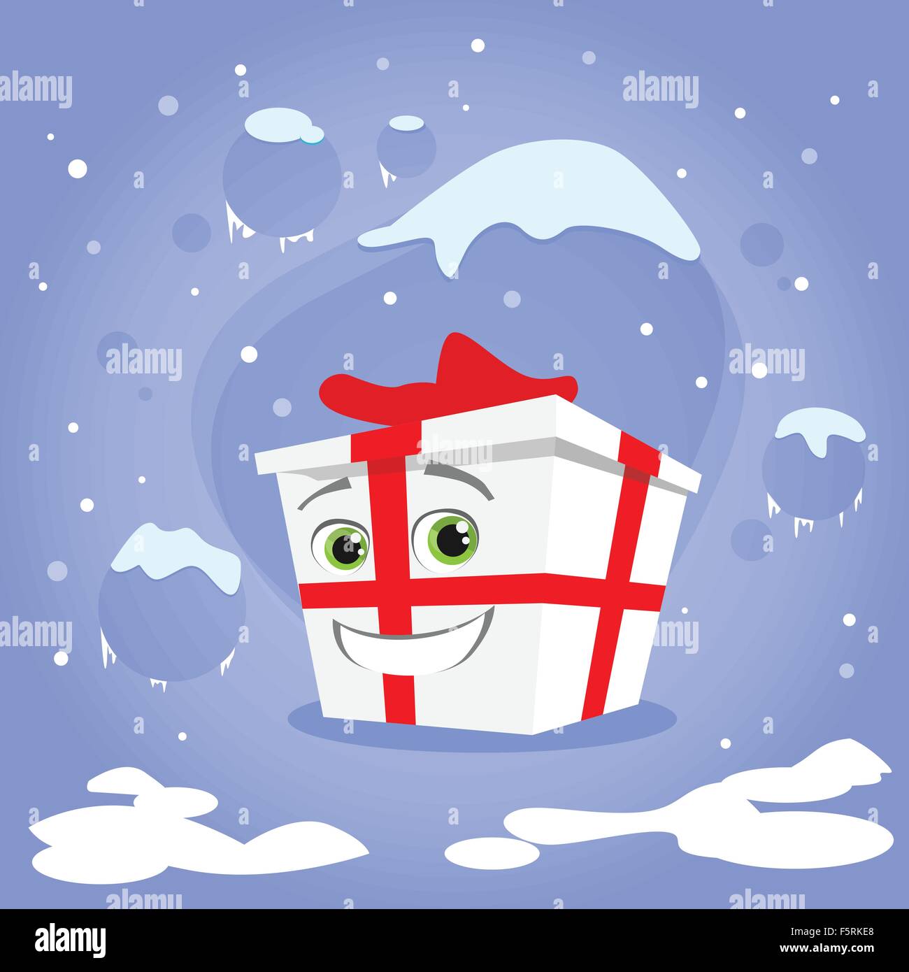 Gift Box Christmas Present Cartoon Character Red Bow Stock Vector Image ...