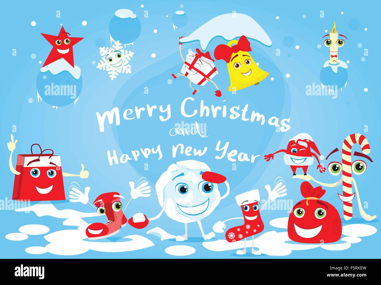 Cartoon Character Christmas Set Collection Banner Stock Vector Image ...