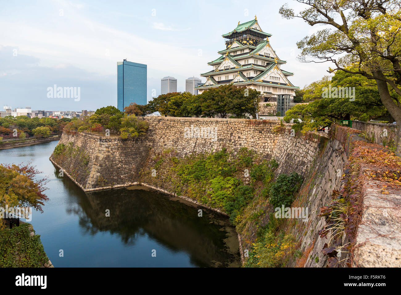 Osaka Castle and Modern Buildings in the Background Stock Photo - Alamy