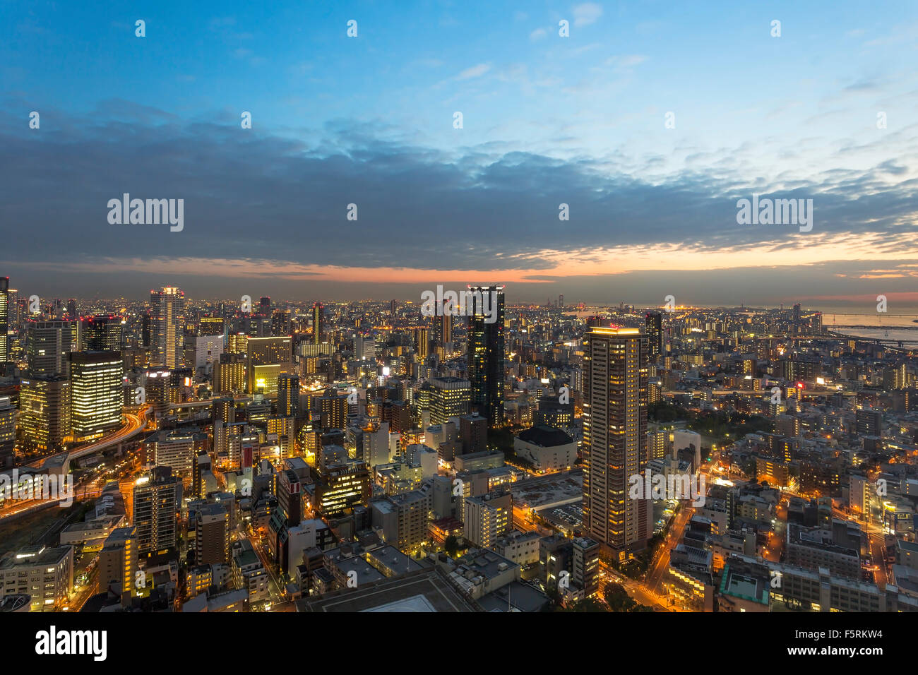 Osaka Skyline at Sunset, View from the Floating Garden Observatory at ...