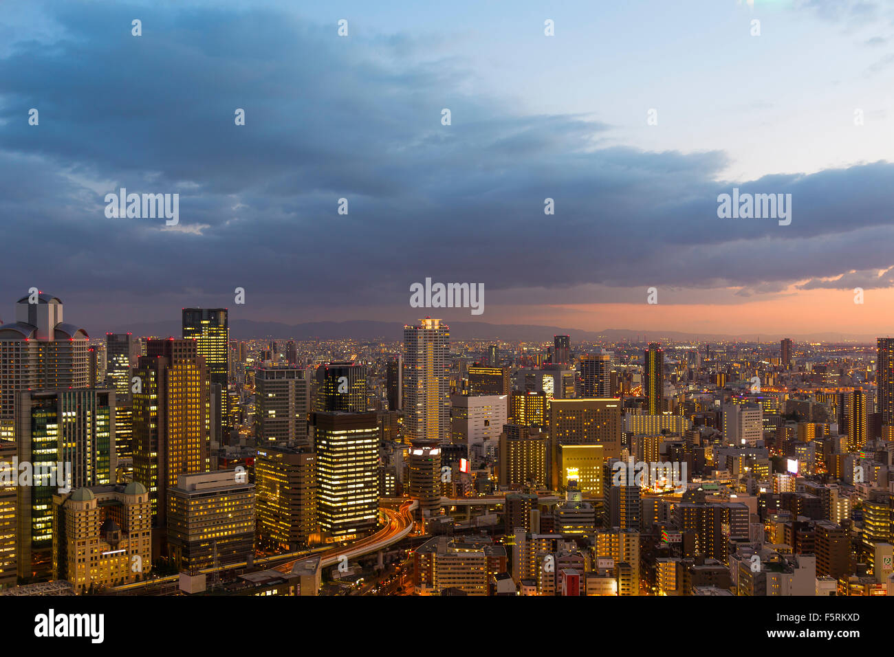 Osaka at Sunset View from Umeda Sky Building Stock Photo - Alamy