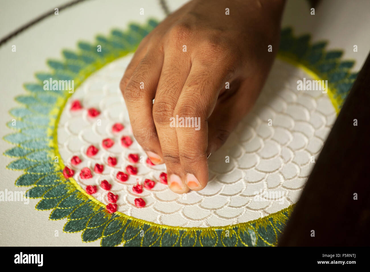 Traditional hand embroidering on fabric using threads Stock Photo - Alamy