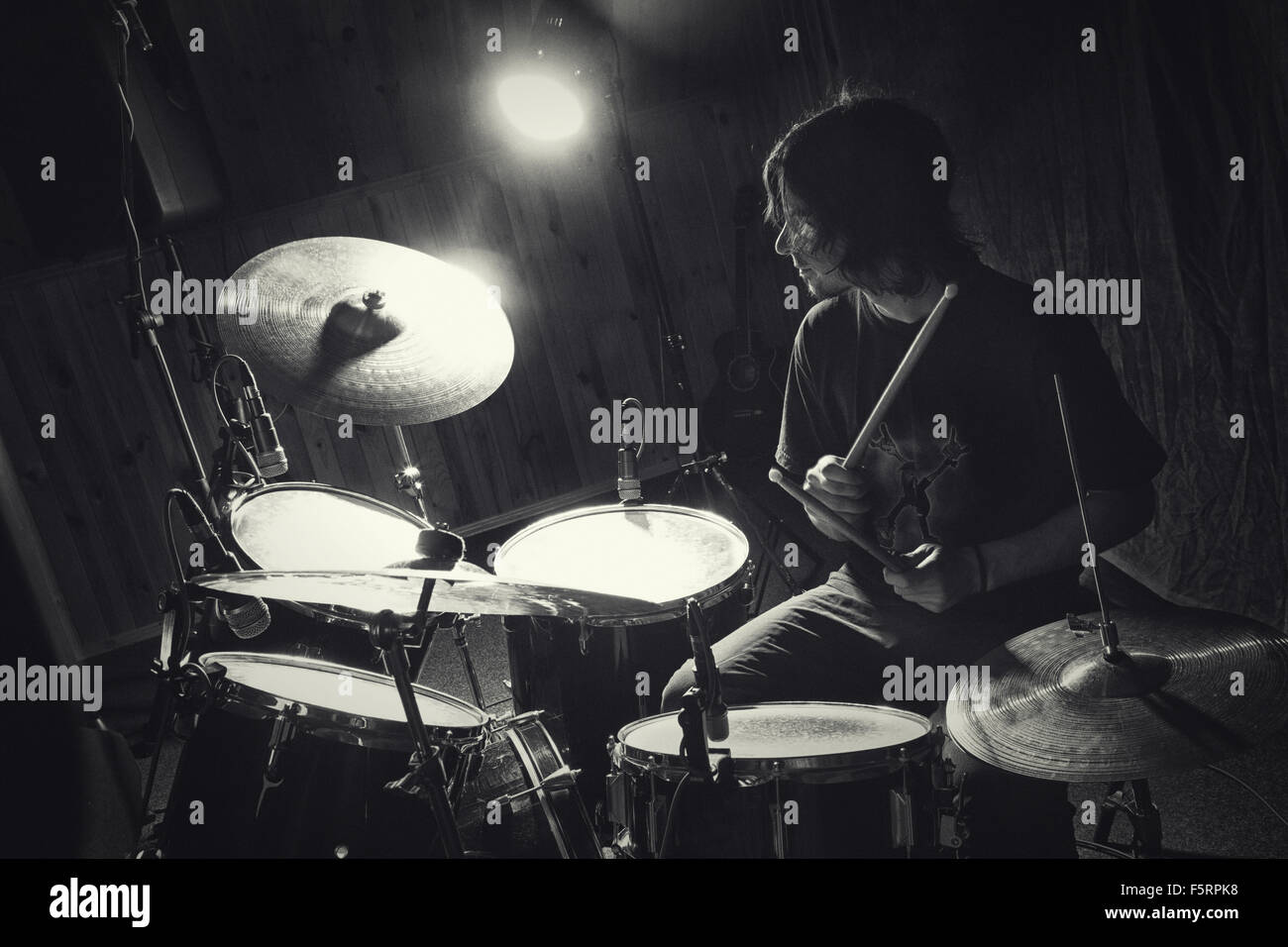 Rock and roll drummer Stock Photo - Alamy