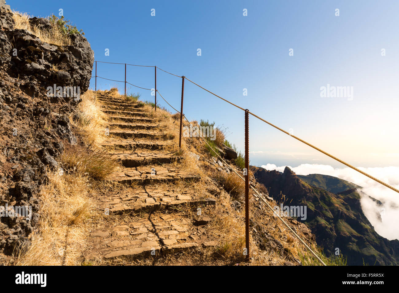 Path with steps in the mountains, Portugal, Madeira Stock Photo - Alamy