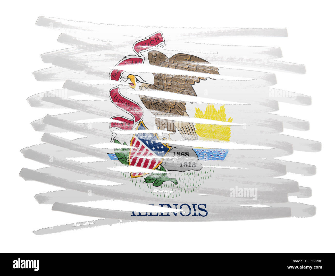 Flag illustration made with pen - Illinois Stock Photo - Alamy