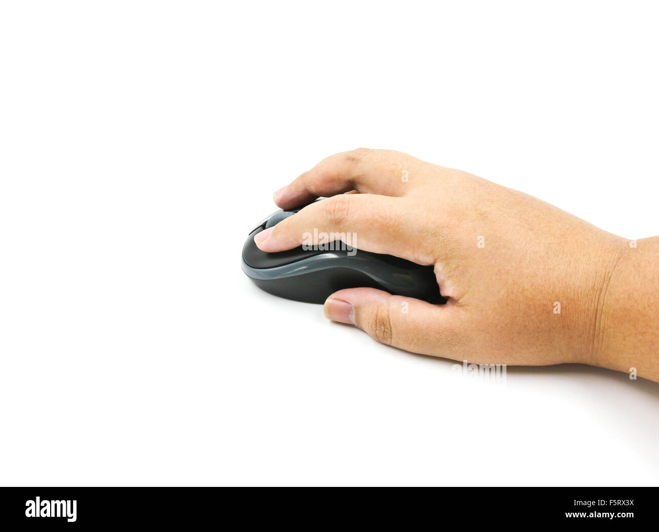 Computer mouse in hand isolated on a white background Stock Photo - Alamy