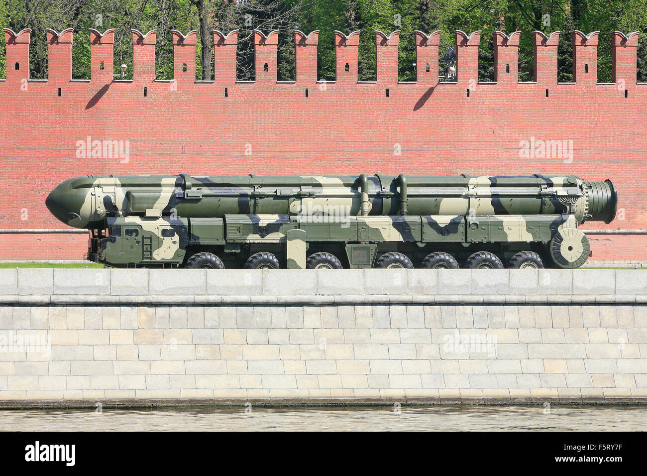 The RT-2PM Topol mobile intercontinental ballistic missile during the ...