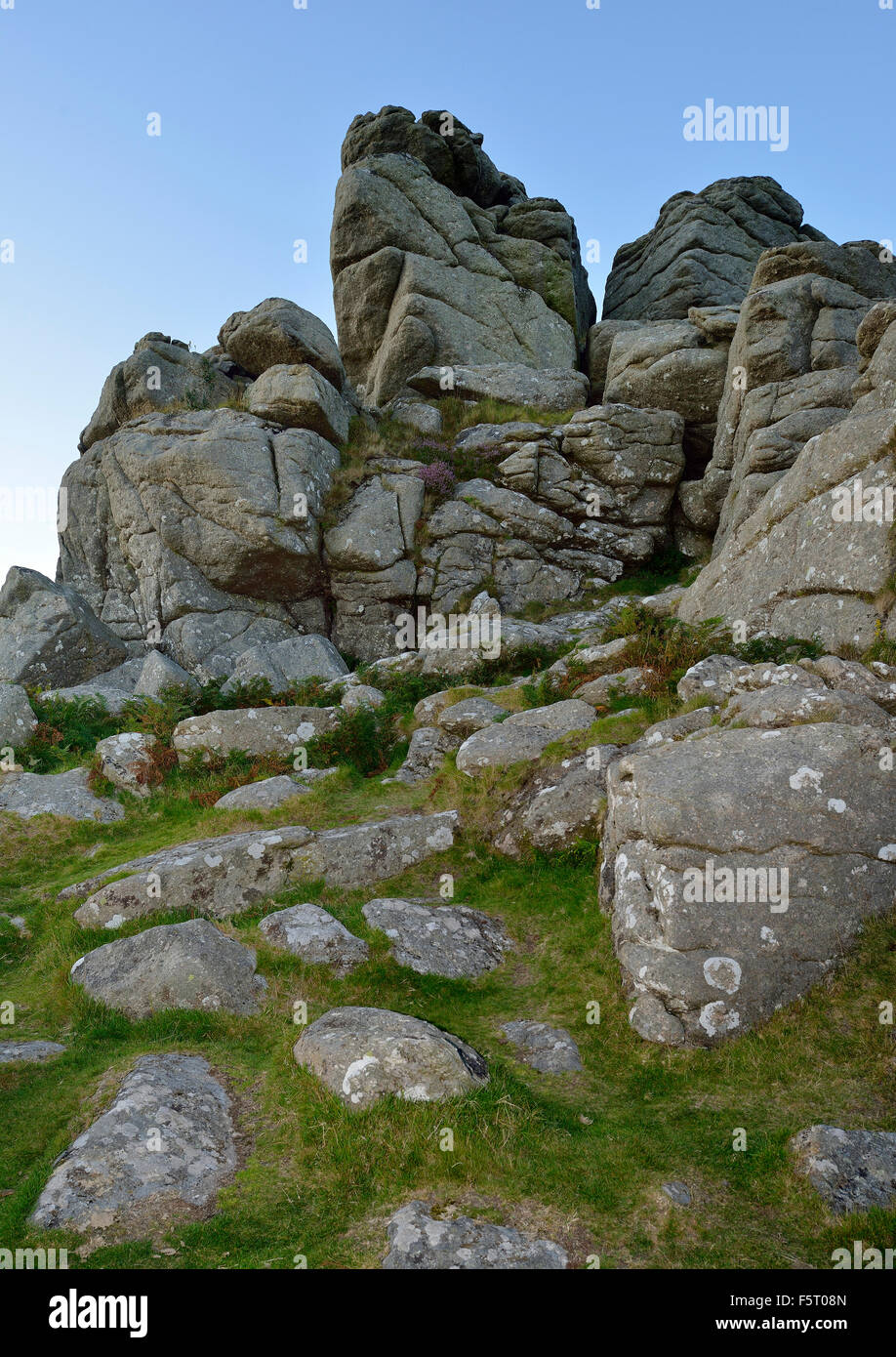 Hound Tor after sunset, Dartmoor, Devon Stock Photo - Alamy