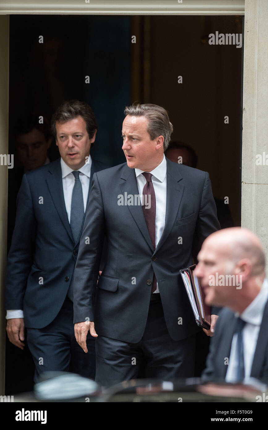 Prime Minister David Cameron leaves 10 Downing Street before making a ...