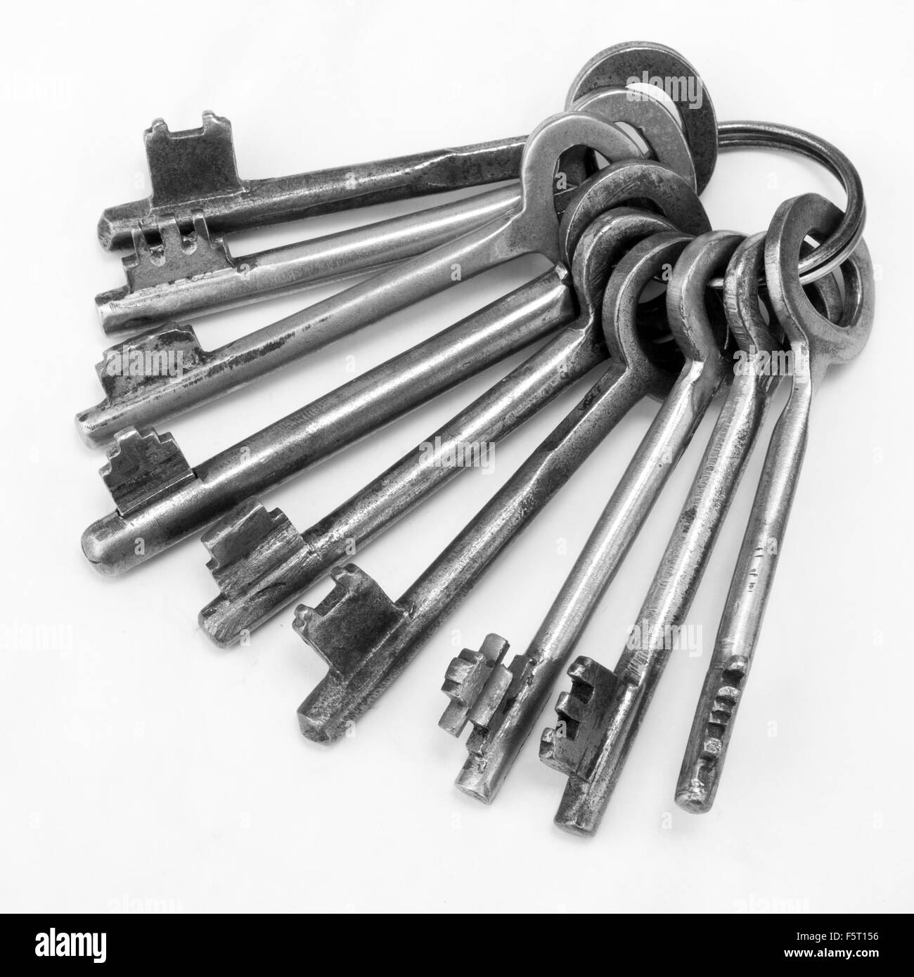 Old rusty iron keys Black and White Stock Photos & Images - Alamy