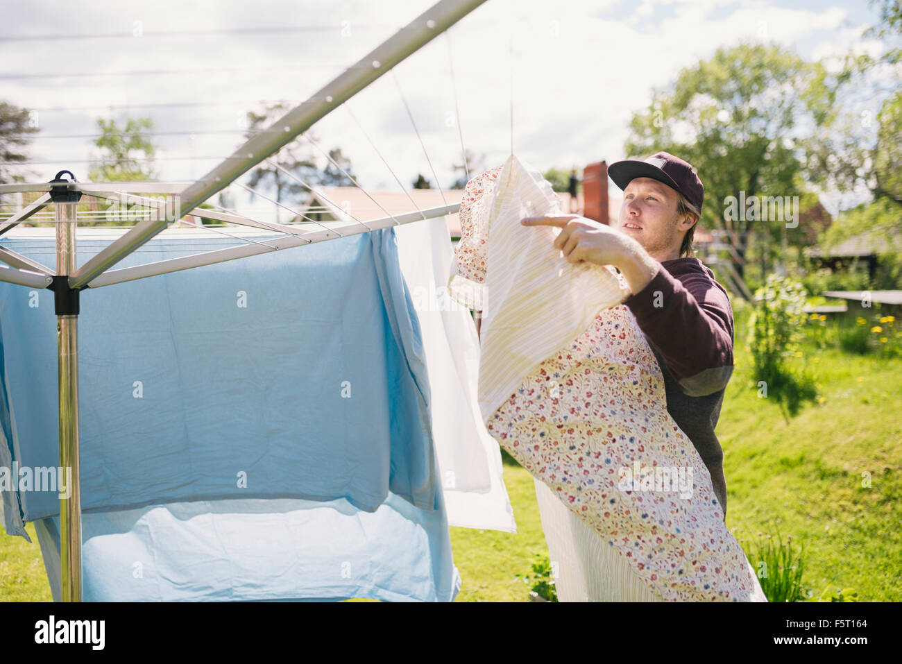Laundry hanging from clothesline outdoors hi-res stock photography and ...